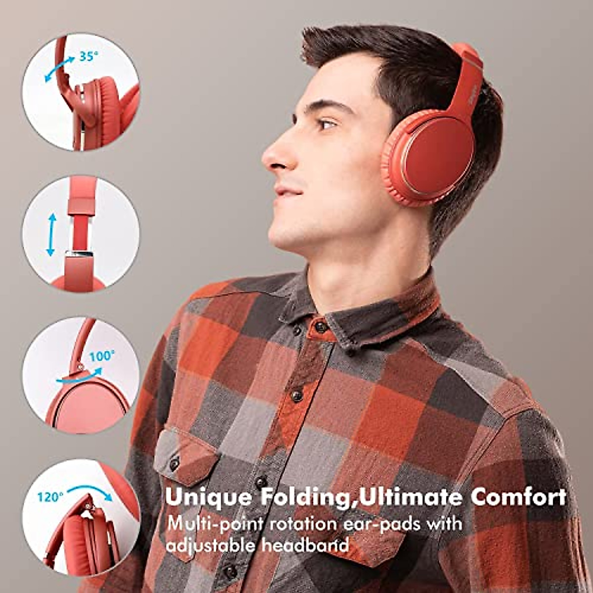 Srhythm Renewed NC25 Active Noise Cancelling Headphones Bluetooth 5.0, ANC Stereo Headset Over-Ear with Hi-Fi,Mic,50H Playtime,Voice Assistant,Low Latency Game Mode