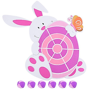 Aneco Easter Bunny Easter Egg Dart Board Sticky Balls Toys Games DIY Spliceable Dart Board Kit with 6 Sticky Balls for Indoor and Outdoor Sports Games