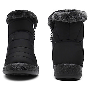 Hsyooes Womens Warm Fur Lined Winter Snow Boots Waterproof Ankle Boots Outdoor Booties Comfortable Shoes for Women,Black,11 M US=Label Size 43