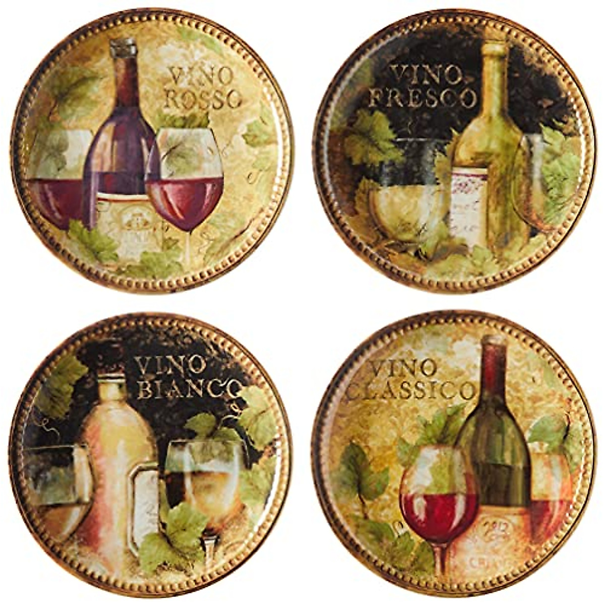 Certified International Gilded Wine Salad/Dessert Plates (Set of 4), 9", Multicolor
