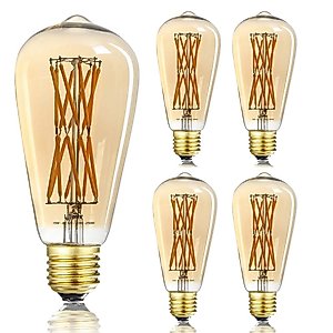Leools LED Edison Filament Amber Bulb 15W,Equivalent 100W,Dimmable LED Edsion Bulb 2500K Warm White 1300LM, E26 Base, Decorative Vintage LED Bulbs,360 Degrees Beam Angle, Pack of 4