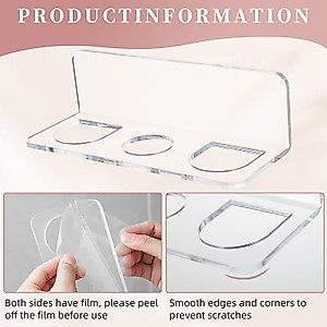 Acrylic Hair Brush Holder for Bathroom Adhesive Hair Tool Oragnizer Wall Mounted Hair Brush Holder Organizer with 3 Holes for Hair Dryer Curling Wands Hair Straighteners(Transparent)