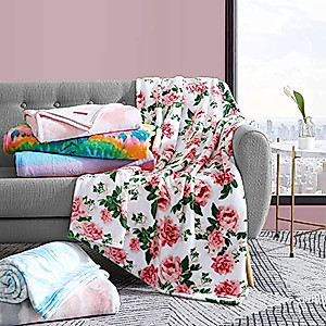 Betsey Johnson Home | Plush Collection | Throw - Ultra-Soft & Cozy Fleece, Lightweight & Luxuriously Warm, Perfect for Bed or Couch, Blooming Roses 50 x 70