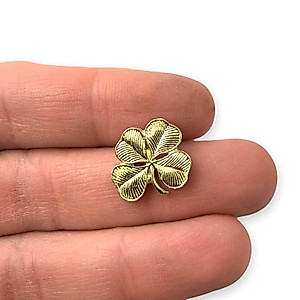 Four Leaf Clover Shamrock Lapel Pin – Lucky Gold Pin for Saint Patrick's Day – Irish Brooch for Hats, Jackets, and Backpacks by StockPins – Made in USA