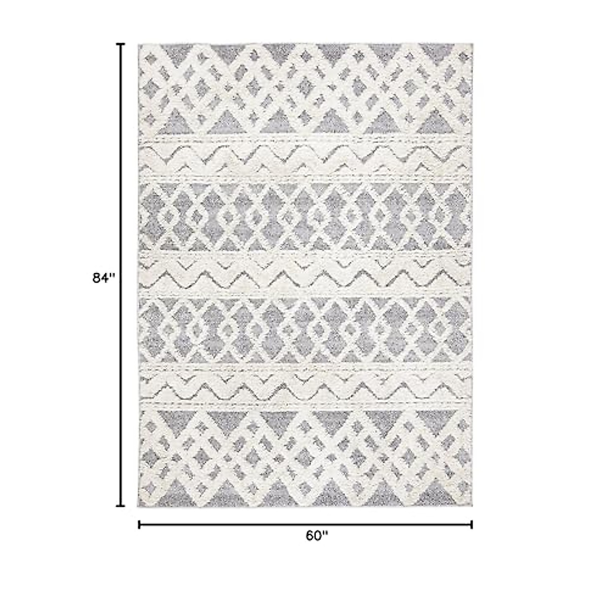 Rugshop Boho Tribal Geometric High-Low Soft Area Rug 5' x 7' Gray