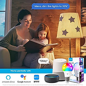Smart Light Bulbs [4 Pack], WiFi 2.4GHz & Bluetooth 5.0, Compatible w/ Alexa & Google Without Hub, Dimmable, Music Sync, Schedules, Color Changing Bulb RGBCW Smart Bulbs, LED Bulb, A19/E26 9W 810LM
