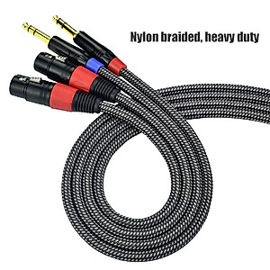 Ihurllu Balanced 1/4" TRS to XLR Female Microphone Cable, 3.3Feet 6.35mm Quarter Inch to 3pin XLR Female Stereo Interconnect Cable, Heavy Duty Nylon Braided, Gold Plated, for Mixer, Speaker -2Pack
