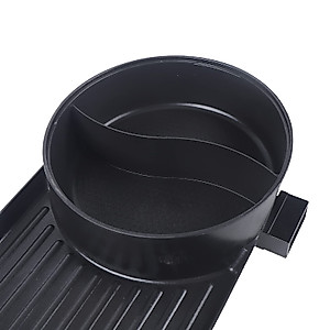 Electric Hot Pot Grill 2 in 1 BBQ Pan Grill Hot Pot 5 Speed Fire Adjustment Smokeless for Indoor 110V Black
