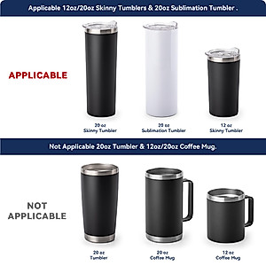 Bluwing 20 oz Skinny Tumbler Lids 2 Pack Tumbler Replacement Lids Spill Proof Sliding Seal Covers, BPA Free