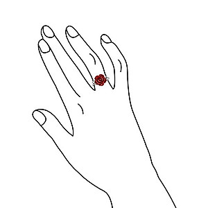 Bling Jewelry CZ Accent Flower Fashion Red carved Rose Statement Ring For Women For Teen .925 Sterling Silver