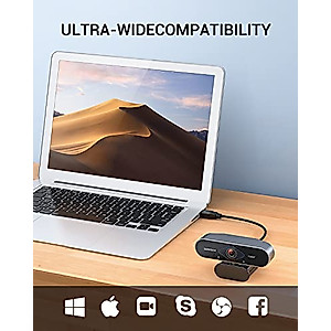 DEPSTECH Webcam with Microphone, 1080P HD Webcam with Auto Light Correction for Desktop/Laptop, Streaming Computer USB Web Camera for Video Conferencing, Teaching, Streaming, and Gaming-D04