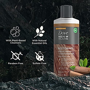 Dove Men+Care Body Wash For Fresh, Healthy-Feeling Skin Sandalwood + Cardamom Oil Cleanser That Effectively Washes Away Bacteria While Nourishing Your Skin 18 oz 4 Count
