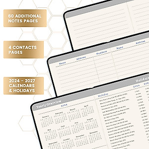 Pocket Planner 2023-2026 - 3 Year Monthly Planner 2023-2026, Jul.2023 - Jun.2026, 6.2" × 4", 3 Year Monthly Planner With 63 Note Page, 2 Bookmarks, Pen Loop, Inner Pocket, Perfect Organizer for Purse - Black Bee