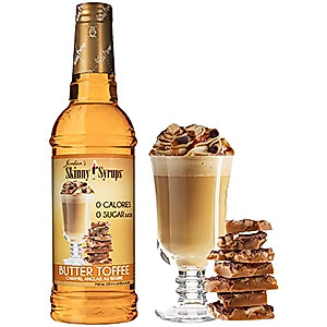 Jordan's Skinny Syrups Sugar Free Butter Toffee Coffee Syrup 750 mL Bottle with By The Cup Syrup Pump