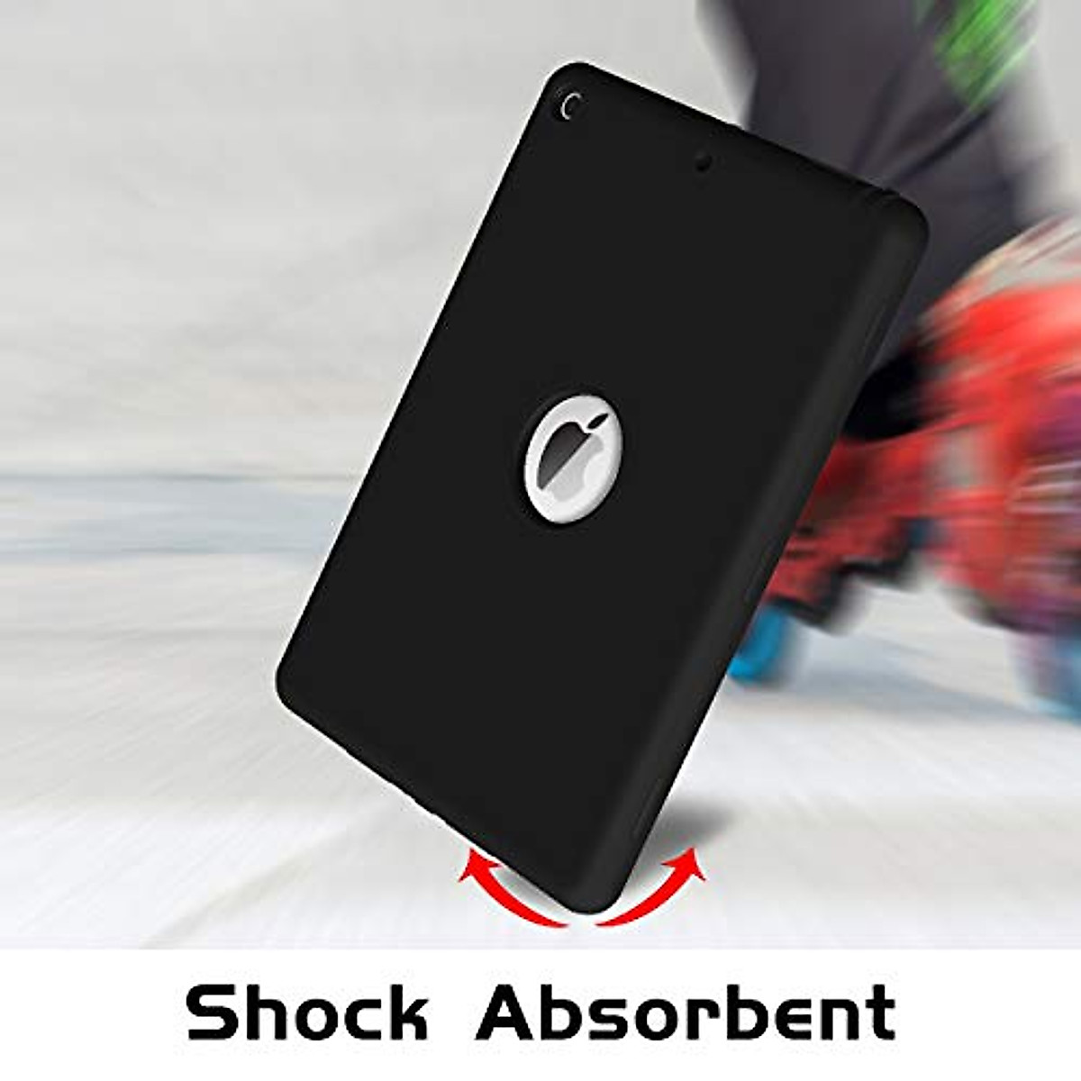 Hocase iPad 9th Generation Case, iPad 10.2 2021 Case, Heavy Duty Shockproof Soft Silicone Rubber Bumper+Hard Plastic Hybrid Protective Case for iPad 9th/8th/7th Generation 10.2 - Black