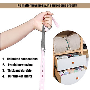 VSV stoage Adjustable Clothes Storage Elastic Band, Roll-up Clothing Storage Strap with Button and Buttonholes, Space Saver, Connatable Strap for Drawer, Closet and Travel Luggage, Grey