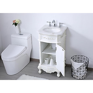 ELEGANT LIGHTING 19 inch Single Bathroom Vanity in Antique White with Ivory White Engineered Marble