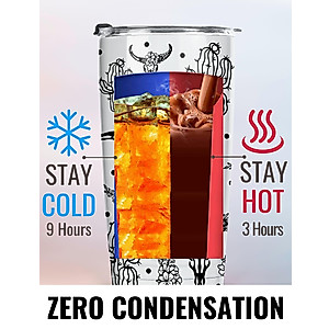 Onebttl Texas Gifts Western Gifts for Women, Texas Cow Girls Gift, 20oz Stainless Steel Tumbler with Lid Straw, Perfect for Christmas