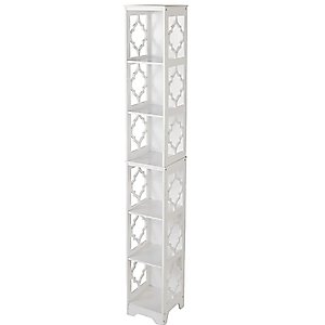 Slim 6-Cubbie Decorative Shelving Unit, Vertical Space (White)