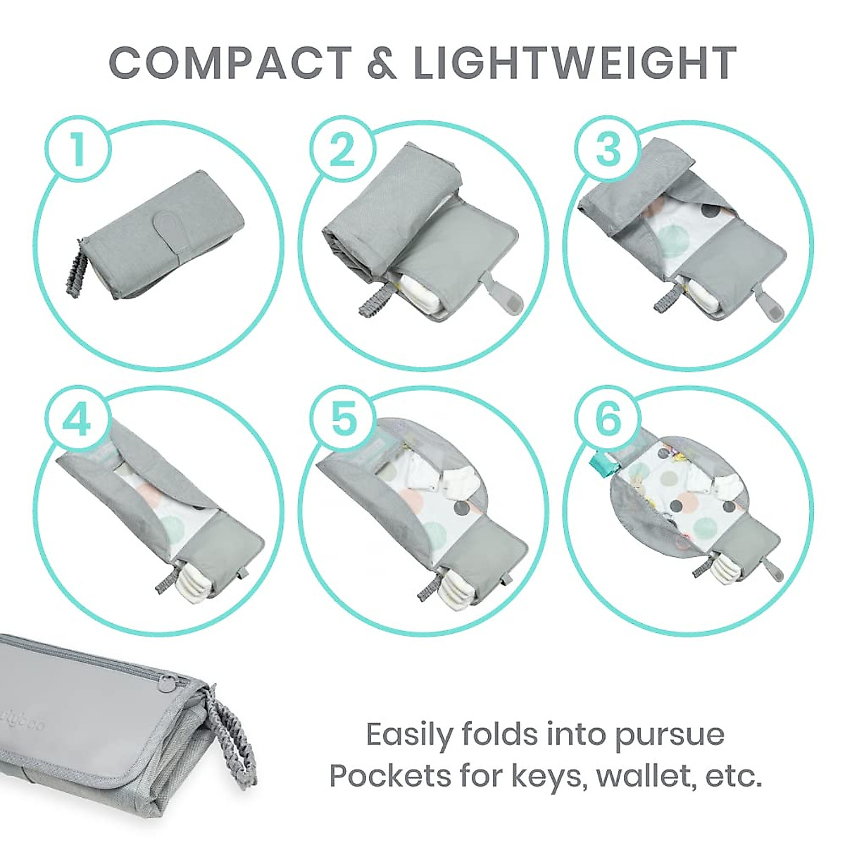 Lulyboo Portable Diaper Changing Pad - Diaper Changer Travel Bag & Baby Changing Pad, Foldable Baby Changing Mat, Portable Changing Pad for Baby Gift - Changing Station, Baby Registry Search - Bubble