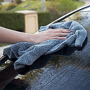 Detailer's Preference Extra Absorbent and Ultra Plush 500GSM Edgeless Microfiber Towel 16x16 Inches, Gray, 6 Pack