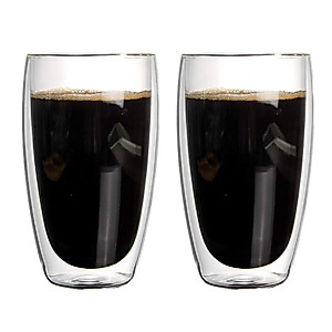 Insulated Double Wall Glass Cups 17oz,Clear Coffee Mug Set of 2 for Latte,Cappuccino,Tea,Coco, Hot Chocolate (Cappuccino Cups)