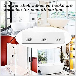 Shower Caddy Adhesive Replacement 4 Pcs, Strong Waterproof Transparent Shower Adhesive Hanging Hooks No Drilling for Shower Caddy Corner Shelf, Soap Holder, Bathroom Storage Shelves (Transparent)