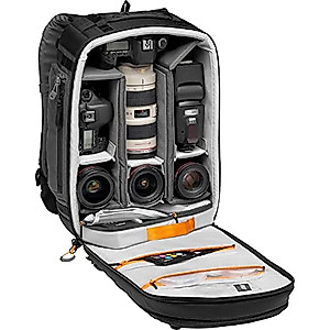 Lowepro LP37268-PWW Pro Trekker BP 350 AW II Outdoor Camera Backpack with Maxfit Dividers, Fits 15-inch Laptop/iPad, for Pro Mirrorless and DSLR, Gimbal, Drone, DJI, Black/Dark Grey