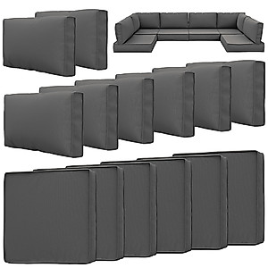 Snubbull 14 Pcs Outdoor Cushion Slipcovers Outdoor Patio Cushion Covers Replacement Waterproof with Zipper for Outdoor Furniture, Patio Sofa Couch 3 Sizes, Covers Only