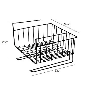 Home-organizer Tech Under Cabinets Shelf Basket Rack Shelf Storage Organization Basket (Black)
