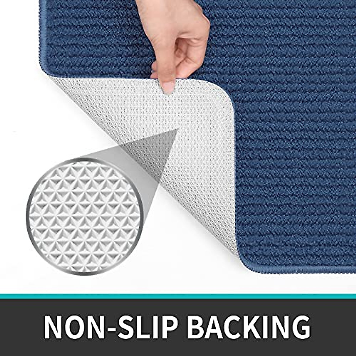 DEXI Front Door Mat Entry Doormat Non Slip Thin Washable Inside Entryway Mats for Home Entrance 19.5"x31.5",Blue