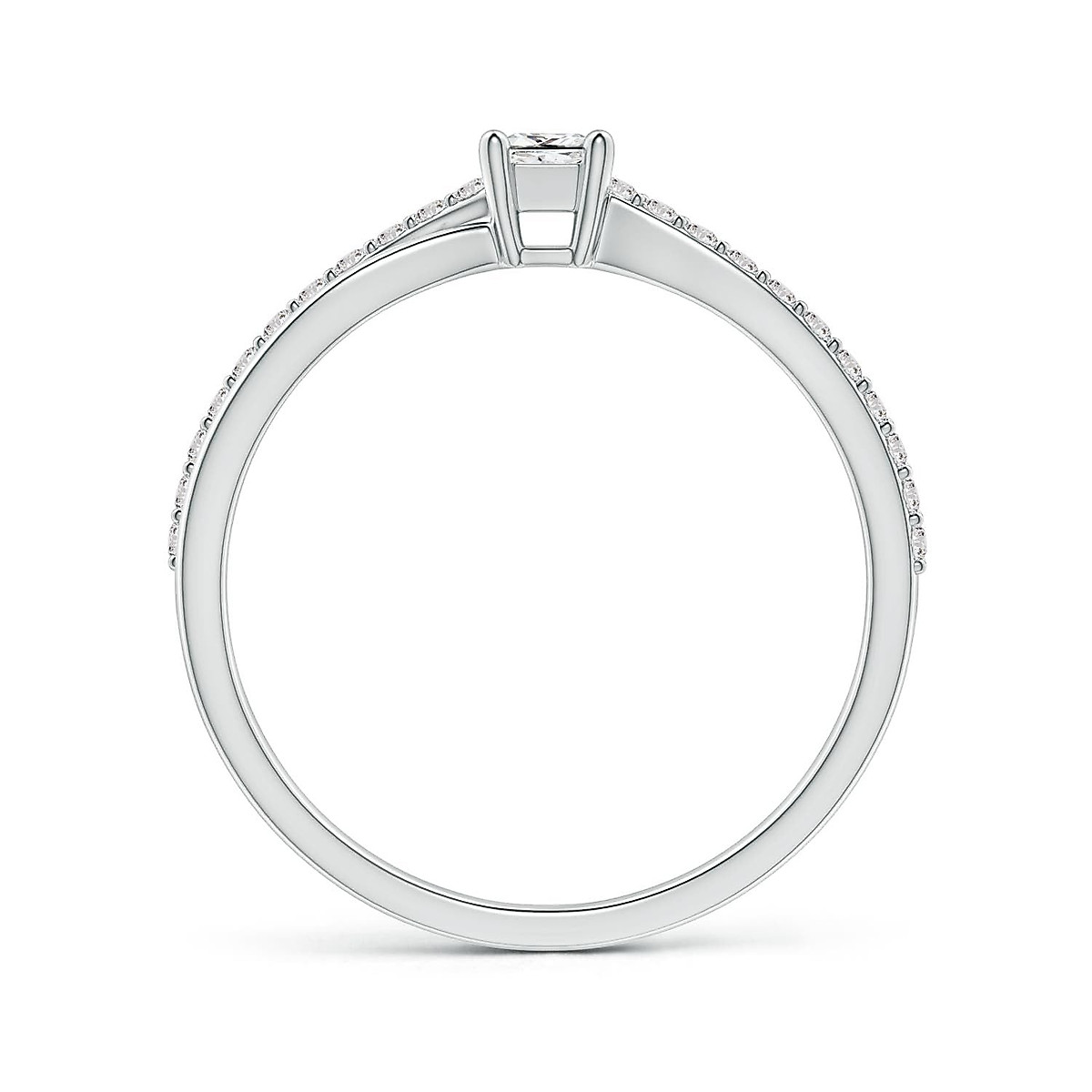 Angara Princess Cut Natural Diamond Promise Ring for Women in 925 Sterling Silver (0.19 ct, Color-I-J, Clarity-I1-I2, Ring size -6.5) - April Birthstone Jewelry fo Her