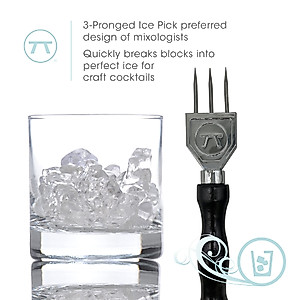 Outset Bartending Tool, Metal Ice Pick with Wood Handle, 7.25"