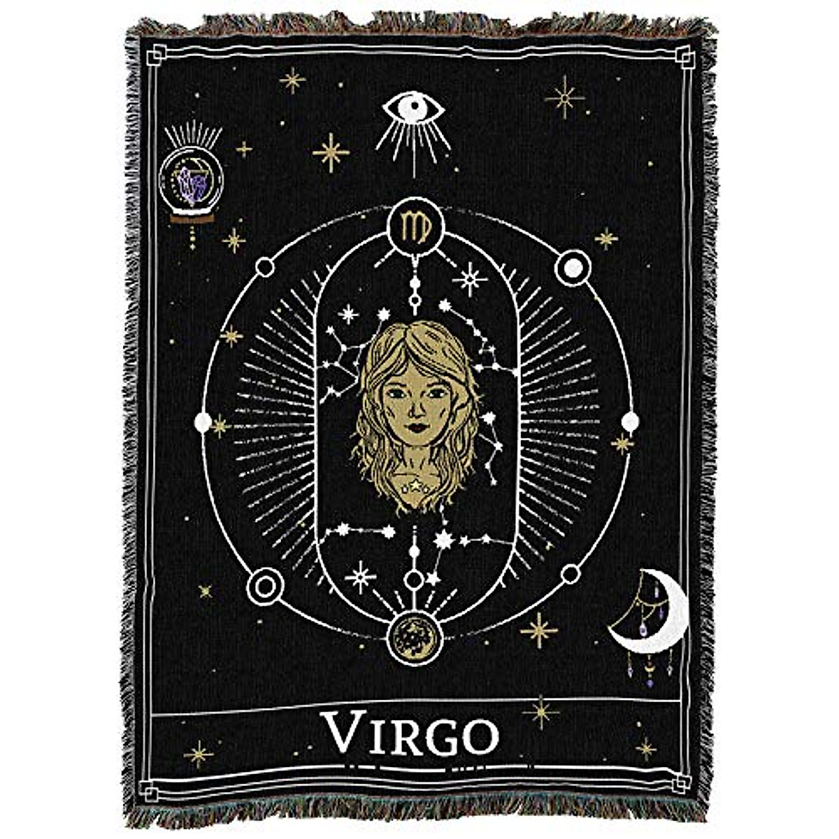 Pure Country Weavers Zodiac - Virgo Tarot Card Blanket - Gift Tapestry Throw Woven from Cotton - Made in The USA (72x54)