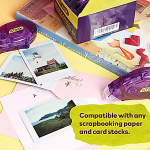 ATack Double Sided Tape Adhesive Runner Roller, 0.3-inch by 360-Inch, 4-Pack, Permanent Double-Sided Adhesive Tape Dispenser for Scrapbooking, Card Making and Crafts | Acid-Free and Archival-Safe