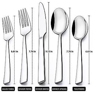 60-Piece Silverware Set, Stainless Steel Flatware Set for 12, Food-Grade Tableware Cutlery Set, Utensil Sets for Home Restaurant, Mirror Finish, Dishwasher Safe