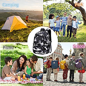 Yvechus Camo Backpack for Kids, Lightweight Camo Backpack Elementary Middle School Backpack Water Repellent Bookbag (Camo Black)
