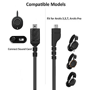 LecLooc Replacement Cable Cord Compatible with SteelSeries GamDAC, Sound Card, ChatMix of Arctis 3, Arctis 5, Arctis 7, Arctis Pro Gaming Headset 4.9FT