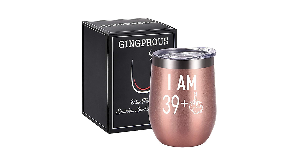 Funny 39 Plus One Wine Tumbler - Perfect 40th Gift