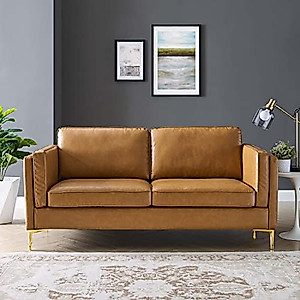 Modway Kaiya Upholstered Vegan Leather Sofa, Tan