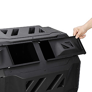 Saturnpower Large Composting Tumbler Dual Chamber Outdoor Garden Rotating Compost Bin Tumbling Composter with Sliding Door (43 Gallon, Black)