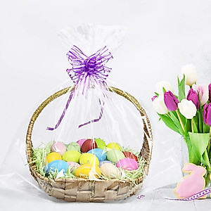 Morepack Large Cellophane Bags for Gift basket 30x30 Inches Clear Basket Bags 20 Pieces