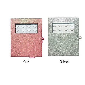Eyelash Storage Book, 16 Pairs Lash Storage Organizer, Glitter Paper Eyelash Display Case, Portable Makeup Flash Lash Empty Box