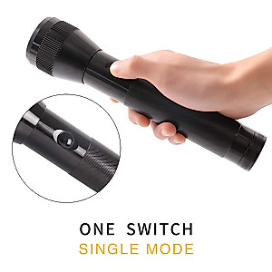 KunHe Heavy Duty 2 D Cell Battery LED Big Flashlights High Lumens Single Mode Flashlight, Aluminum, Ourdoor, Emergency, Power Outage Supplies