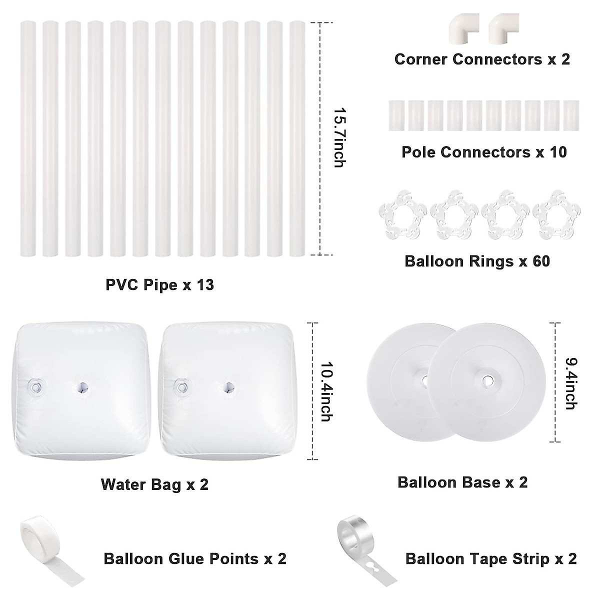 Pllieay 6.5 Feet Tall Balloon Arch Stand with Base, 2 Set 78.7 Inch Balloon Column Stand Kit with Base and Balloon Glue Point, Balloon Tower for Wedding, Birthday and Party Decoration