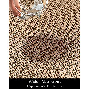 MontVoo Kitchen Rugs and Mats Washable [2 PCS] Non-Skid Natural Rubber Kitchen Mats for Floor Runner Rugs Set for Kitchen Floor Front of Sink, Hallway, Laundry Room 17"x30"+17"x47" (Oats)