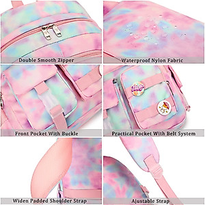 Hidds Laptop Backpacks 16 Inch School Bag College Backpack Anti Theft Travel Daypack Bags Bookbags for Teens Girls Women Students (Tie-Dye Pink)