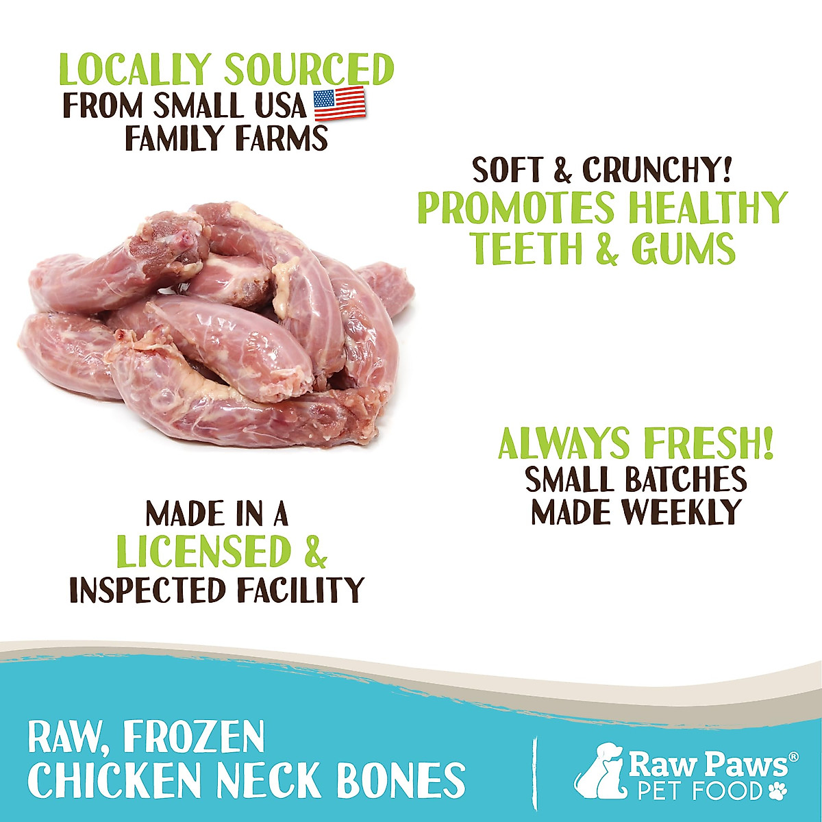 Raw Paws Frozen Raw Chicken Necks for Dogs, 20 lb - Made in USA - Raw Dog Bones - Fresh Meaty Dog Bones - Frozen Dog Bones - All-Natural Raw Meaty Bones for Dogs - Healthy Edibles Dog Bones