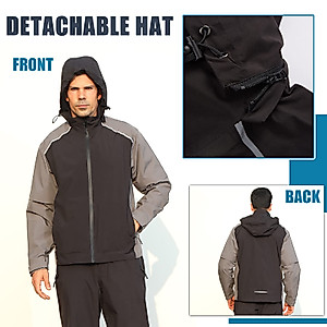 K.E.J. Mens Jacket Waterproof Golf Rain Suit Lightweight Rain Jackets and Pants for Hiking Cycling Running Fishing Hunting Travel