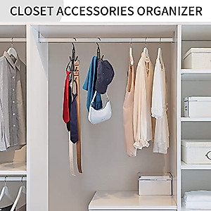 PODATOL Purse Hanger for Closet, Rotatable Purses Organizer, 6 Storage Capacity Hanging Bag Holder, Closet Rod Hooks for Hanging Bags, Purses, Handbags, Belts, Scarves, Hats(Black)